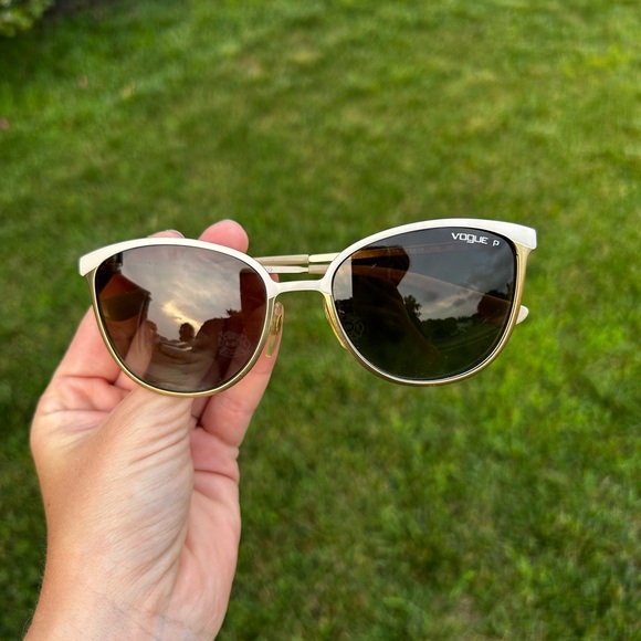 Vogue | Accessories | Vogue Gold And White Sunglasses With Case | Poshmark